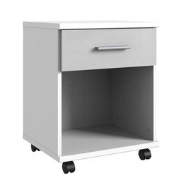 Pharao24.de Bürocontainer mit Rollen in Weiß und Betonoptik Lichtgrau 58 cm hoch