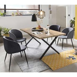 Pharao24.de Esszimmereinrichtung in Wildeichefarben und Grau Loft Design (fünfteilig)