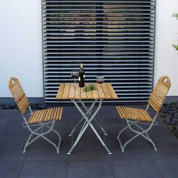 Pharao24.de Balkon Sitzgruppe aus Robinie Massivholz und Stahl klappbar (dreiteilig)