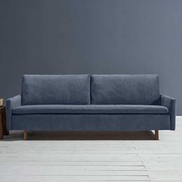 Pharao24.de Schlafsofa dunkelblau in modernem Design Armlehnen