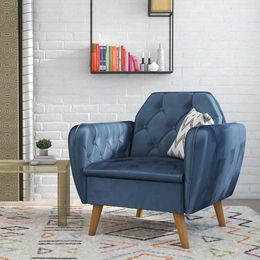 Pharao24.de Blauer Polstersessel Retro 83x87x83 cm Samt Bezug