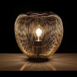 Pharao24.de Metall Tischlampe in Messingfarben 25 cm hoch