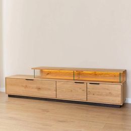 Pharao24.de TV Lowboard Fernsehboard mit LED Beleuchtung und Türen