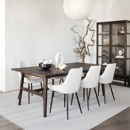 Pharao24.de 6 Personen Essgruppe in Eiche dunkelbraun Beige (siebenteilig)