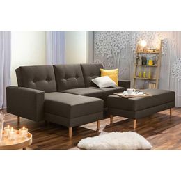 Pharao24.de Sofa mit Schlaffunktion Braun (zweiteilig)