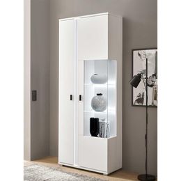 Pharao24.de Vitrine Glastür rechts in modernem Design LED Beleuchtung