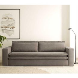 Pharao24.de Cord Schlafsofa modern in Hellbraun Faltmechanik