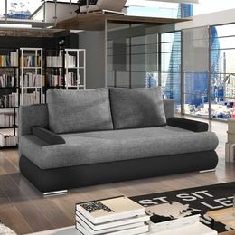 Pharao24.de Schlafsofa Couch in Dunkelgrau und Schwarz