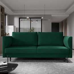 Pharao24.de Sofa Dreisitzer Sofa aus Velours in Dunkelgrün