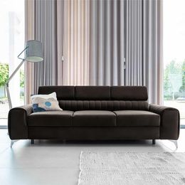 Pharao24.de Sofa Couch aus Velours mit Armlehnen
