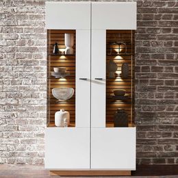 Pharao24.de Esszimmer Vitrine zweifarbig in modernem Design 190 cm hoch