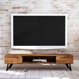 Pharao24.de TV Kommode aus Wildeiche Massivholz und Stahl 45 cm tief