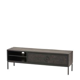 Pharao24.de Fernsehboard Vintage Look aus Mangobaum Massivholz Schwarz
