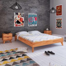 Pharao24.de Massivholz Futonbett aus Kernbuche geölt Kopfteil (dreiteilig)