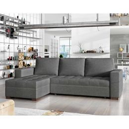 Pharao24.de Ecksofa Schlafsofa in Dunkelgrau aus Webstoff