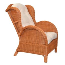 Pharao24.de Rattansessel Honigfarben mit Polsterauflage Creme
