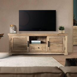 Pharao24.de TV Lowboard Fernsehboard aus Massivholz mit einer Schublade