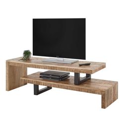 Pharao24.de Design Fernsehbank aus Mangobaum Massivholz Industry Stil (zweiteilig)
