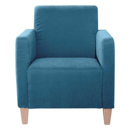 Pharao24.de Velour Sessel Petrol in modernem Design 42 cm Sitzhöhe