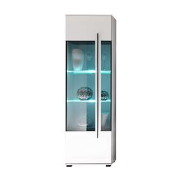Pharao24.de Wohnzimmervitrine in Weiß Hochglanz 200 cm hoch