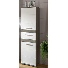 Pharao24.de Badschrank Hochschrank in Weiß und Grau
