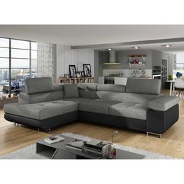 Pharao24.de Sofa Ecksofa in Grau und Schwarz