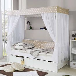 Pharao24.de Bett mit Himmel Weiß Beige