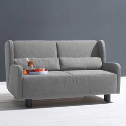 Pharao24.de Zweier Sofa in Grau Webstoff Schlaffunktion