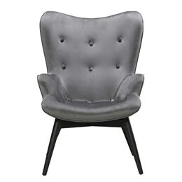 Pharao24.de Kaminsessel in Grau Samt Skandi Design