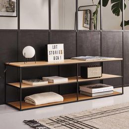 Pharao24.de Wohnzimmer TV Regal in Eichefarben & Schwarz 160 cm breit