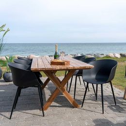 Pharao24.de Gartensitzgruppe inklusive sechs Stühle Tisch Teakholz (siebenteilig)