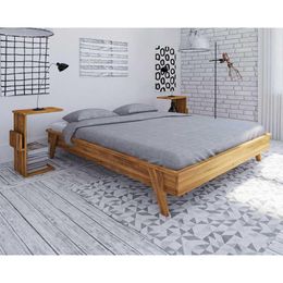 Pharao24.de Retro Bett aus Wildeiche Massivholz Kopfteil (dreiteilig)
