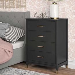 Pharao24.de Schlafzimmer Schubladenkommode in Schwarz Goldfarben