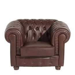 Pharao24.de Brauner Ledersessel klassisch im Chesterfield Look 110 cm breit