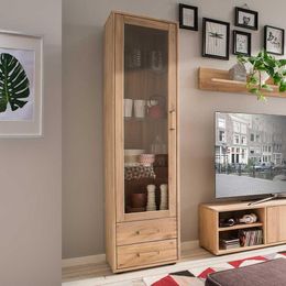 Pharao24.de Wohnzimmer Vitrine in Eiche Bianco massiv einer Glastür