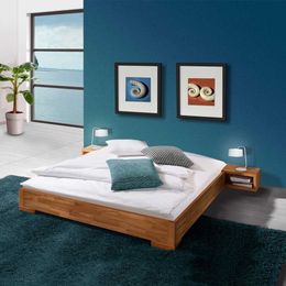 Pharao24.de Bett aus Kernbuche Massivholz Nachttisch