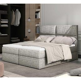 Pharao24.de Doppelbett Stauraumbett in Beigegrau 124 cm hoch