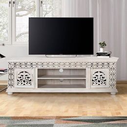 Pharao24.de TV Board Fernsehtisch aus Massivholz mit Türen