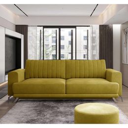 Pharao24.de Sofa Couch in Senfgelb aus Velours