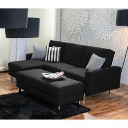 Pharao24.de Ecksofa mit Schlaffunktion Schwarz (zweiteilig)