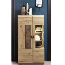 Pharao24.de Vitrine in Wildeiche Hirnholz Optik 80 cm breit