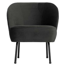 Pharao24.de Retro Lounge Sessel in Schwarz Samt 4-Fuß Gestell aus Metall