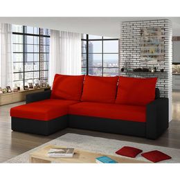 Pharao24.de Ecksofa Schlafsofa in Rot und Schwarz