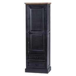 Pharao24.de Wohnzimmer Schrank in Schwarz und Teakfarben 180 cm hoch