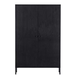 Pharao24.de Schwarzer Wohnzimmerschrank in modernem Design 155 cm hoch