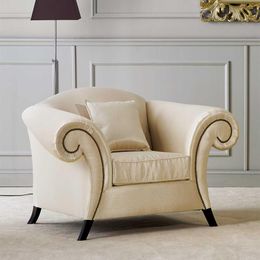 Pharao24.de Stilmöbel Einzelsessel in Beige und Dunkelbraun 136 cm breit