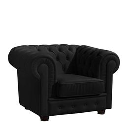 Pharao24.de Polstersessel schwarz Kunstleder im Chesterfield Look 110 cm breit