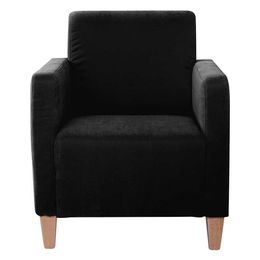 Pharao24.de Schwarzer Velour Polstersessel in modernem Design 71 cm breit