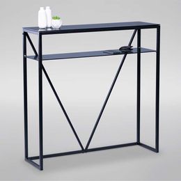 Pharao24.de Garderobentisch in Schwarz Sicherheitsglas und Metall