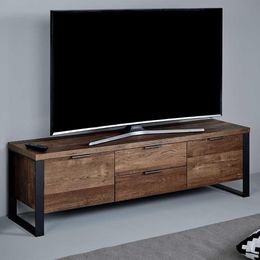 Pharao24.de TV Unterschrank in Eiche dunkel und Schwarz 45 cm hoch